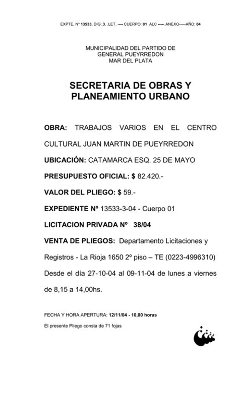 MUNICIPALIDAD DEL PARTIDO DE GENERAL PUEYRREDON