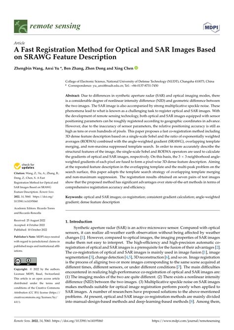pdf a fast registration method for optical and sar images based on srawg feature description