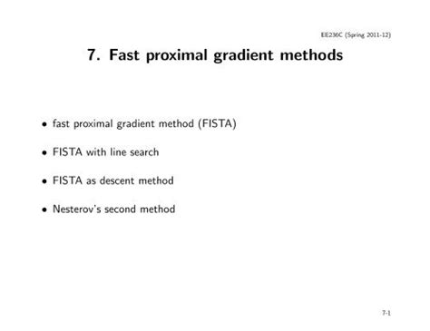 7 fast proximal gradient methods