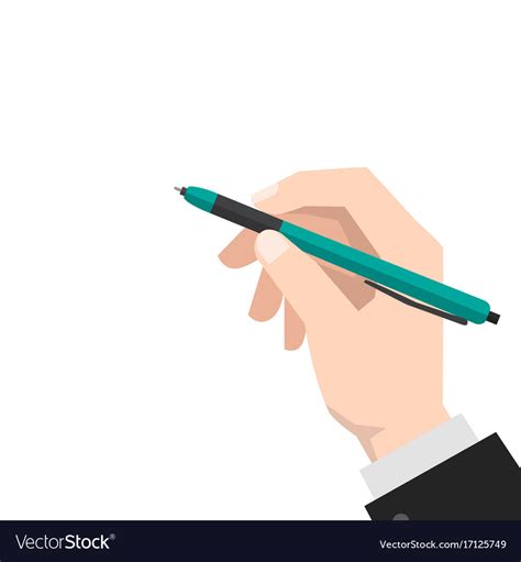 Hand Holds The Pen Royalty Free Vector Image VectorStock