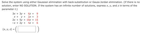 solved solve the system using either gaussian elimination