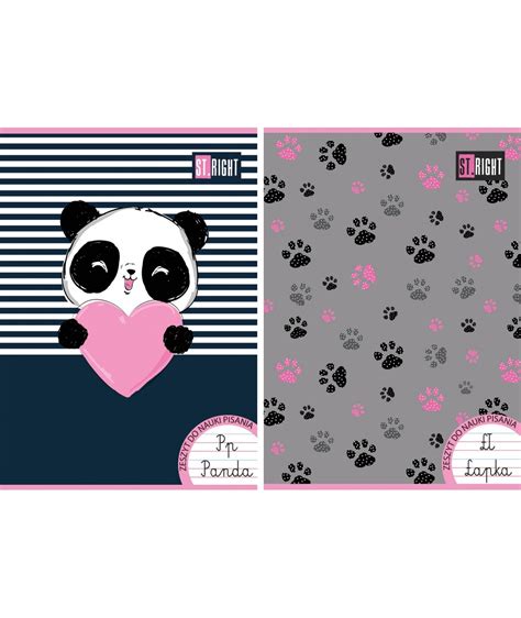 Zeszyt Do Nauki Pisania A4 ST RIGHT 32K W 3 Linie PANDA LOVE PAWS