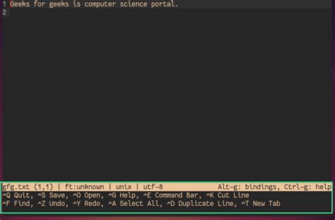 micro lightweight terminal based text editor geeksforgeeks