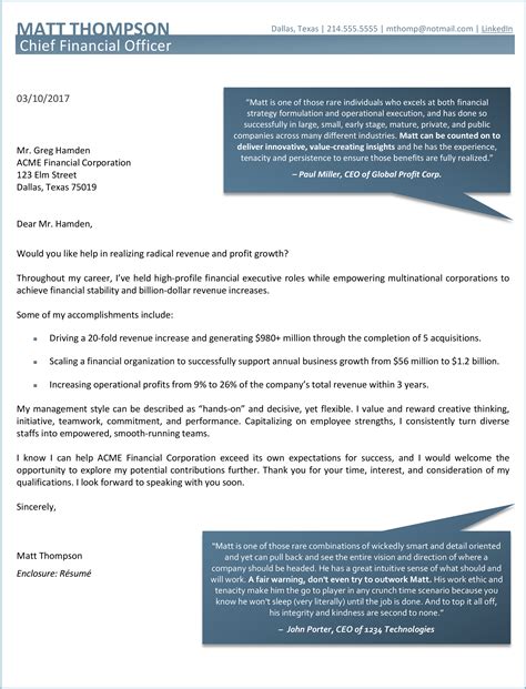 39 Sample Cover Letter For Cfo Resume For Your Application