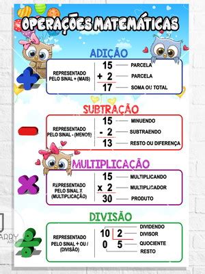 Banner Tabuada Multiplicacao Coruja 60x90cm Compre Produtos