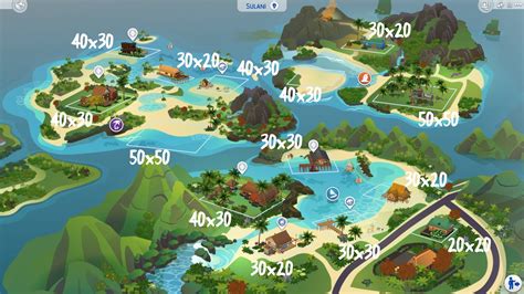 The Sims Island Living World Map Icon And Lot Sizes Simsvip
