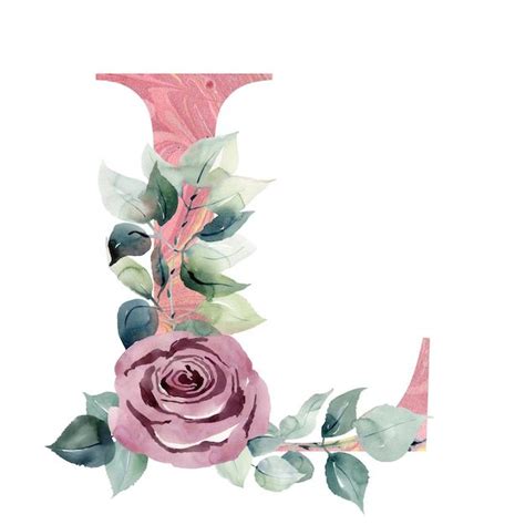 Premium Photo Watercolor Floral Letter L With Rose Floral