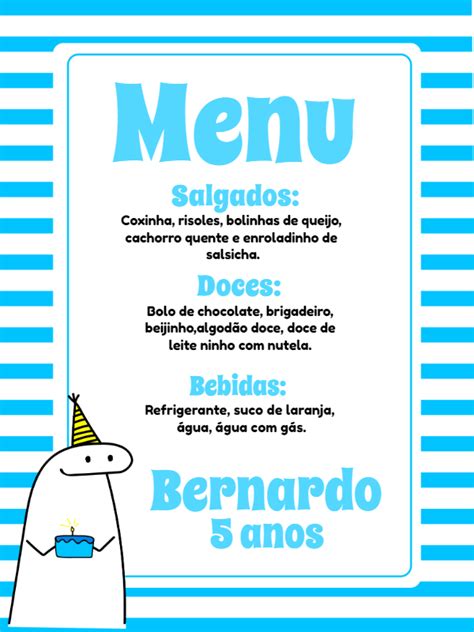 Convite Aniversário Flork Menino Azul Edite grátis nosso editor