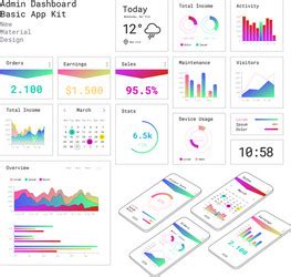 Dashboard Ui Simple Data Software Chart And Hud Vector Image