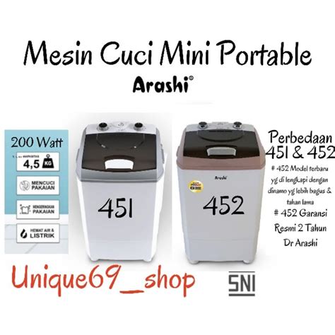 Jual Mesin Cuci Mini Portable ARASHI AWM 451A 4 5 Kg Mesin Cuci