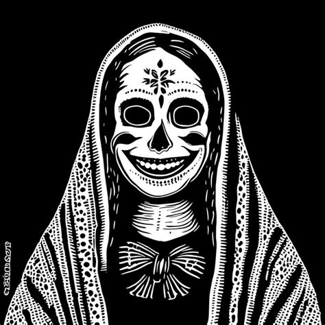 Día de la niña muerta calavera de azúcar dibujado a mano dibujos