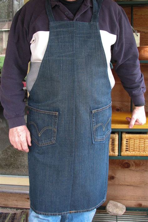 Denim Apron Upcycled Jeans Apron Craft Apron Workshop Etsy Denim