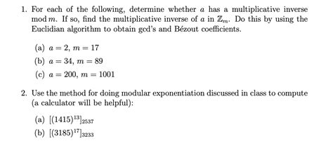 solved 1 for each of the following determine whether a has