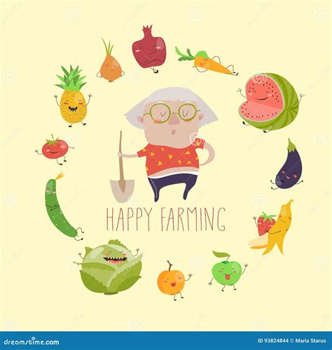 Cute Granny In Glasses Holding Pie Funny Cartoon Illustration Stock