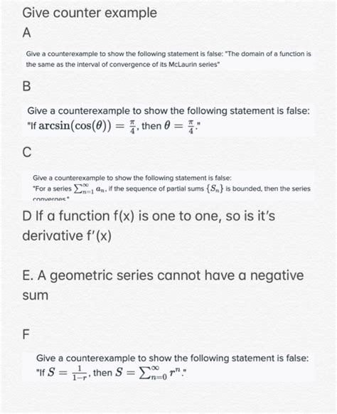 solved give counter example a give a counterexample to show