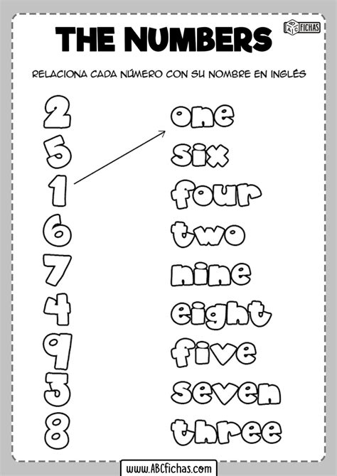 Fichas de Los Números en Inglés para Niños Para Imprimir