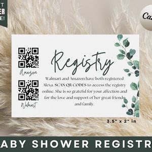 Baby Shower Registry Card With QR Codes For Your Online Registry