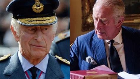 Król Karol III na pierwszym zdjęciu podczas pracy jako monarcha