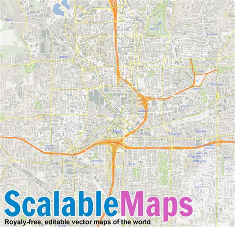 ScalableMaps Vector Map Of Atlanta Center Gmap City Map Theme