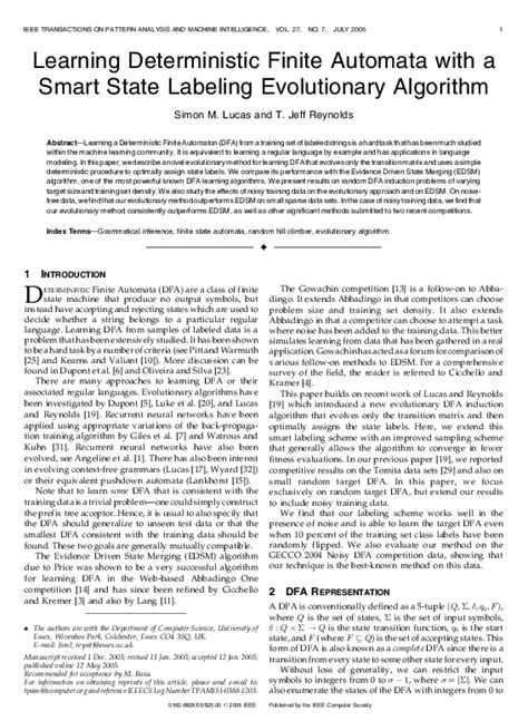 pdf learning deterministic finite automata with a smart state labeling evolutionary algorithm