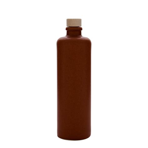 500 ml Tonkrug Steinzeug rot braun Mündung Kork 500 00 braun