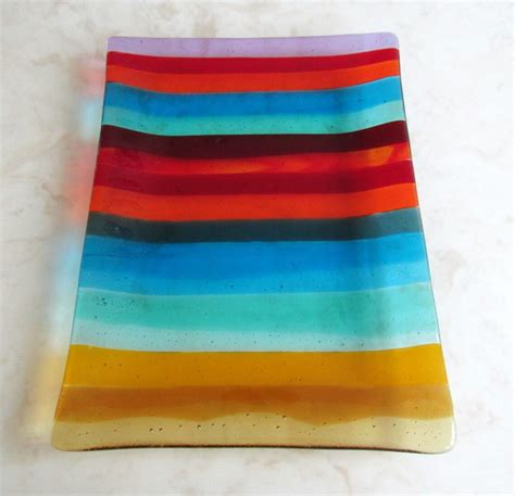 Fused Glass Plate Ocean Beach Sunset Art Sunset Beach Glass Etsy
