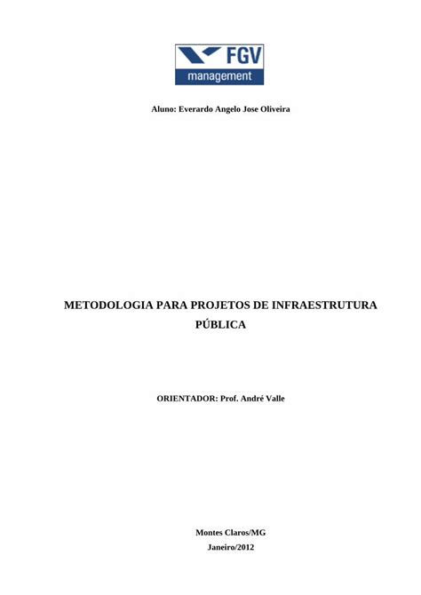 Pdf Metodologia Para Projetos De Infraestrutura O Que Um