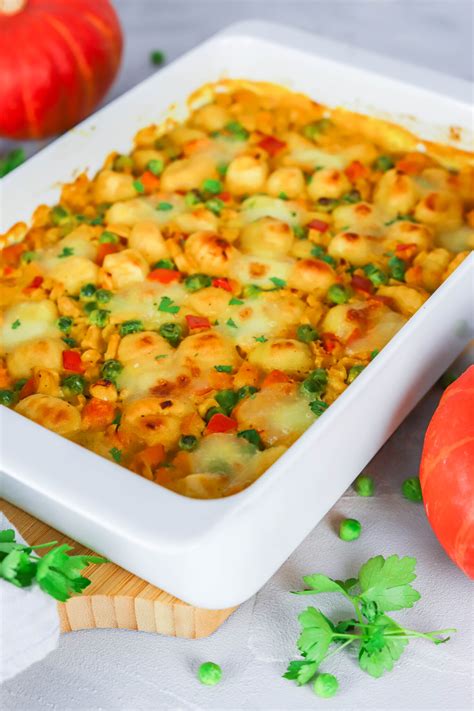 Gnocchi Kürbis Auflauf mit Erbsen Mais Lieblingszwei Foodblog