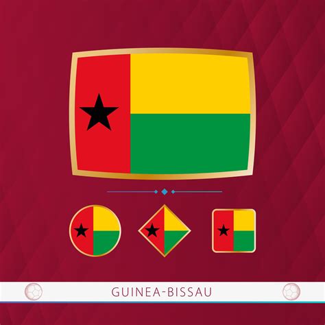 Set Of Guinea Bissau Flags With Gold Frame For Use At Sporting Events
