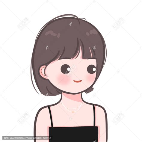 手绘Q版可爱短发女生头像 人物素材 设计素材 设计模板 汇图网www huitu