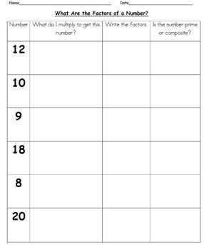 Prime And Composite Numbers Worksheets