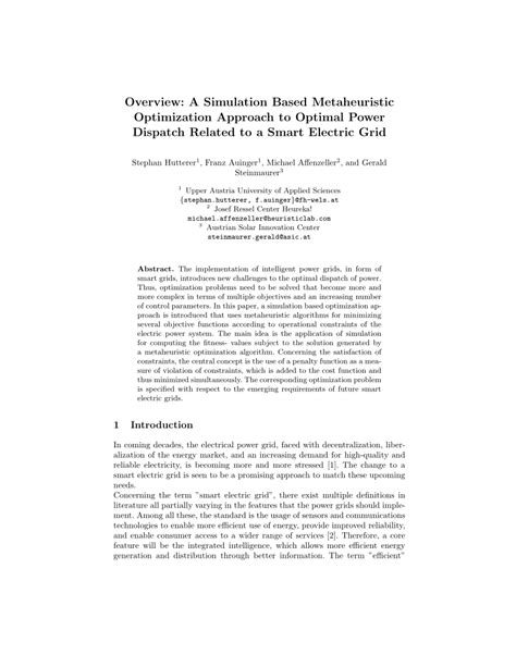 PDF Overview A Simulation Based Metaheuristic Optimization Approach