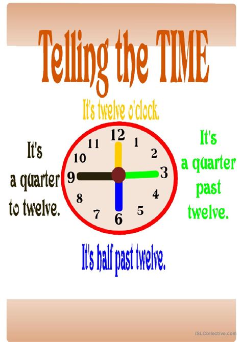 Telling The Time Vocabulary Flashcar English Esl Worksheets Pdf Doc