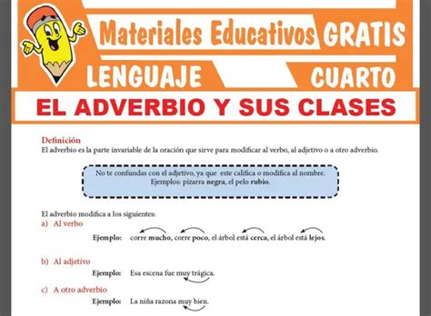 El Adverbio Y Sus Clases Para Cuarto Grado De Secundaria
