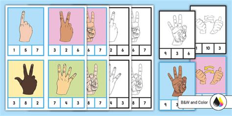 Asl Numbers Matching Clip Cards Hecho Por Educadores