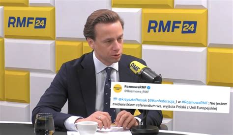 Bosak pod ścianą z pytaniem czy zostać w Unii Europejskiej zostajemy