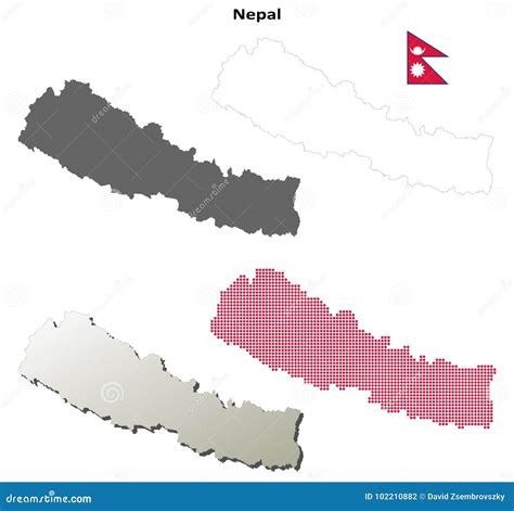 Sistema Del Mapa Del Esquema De Nepal Ilustración del Vector
