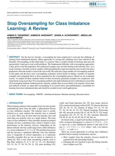 pdf stop oversampling for class imbalance learning a critical approach review