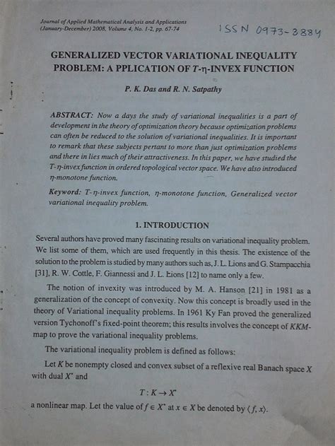 pdf generalized vector variational inequality problem application of t η invex function
