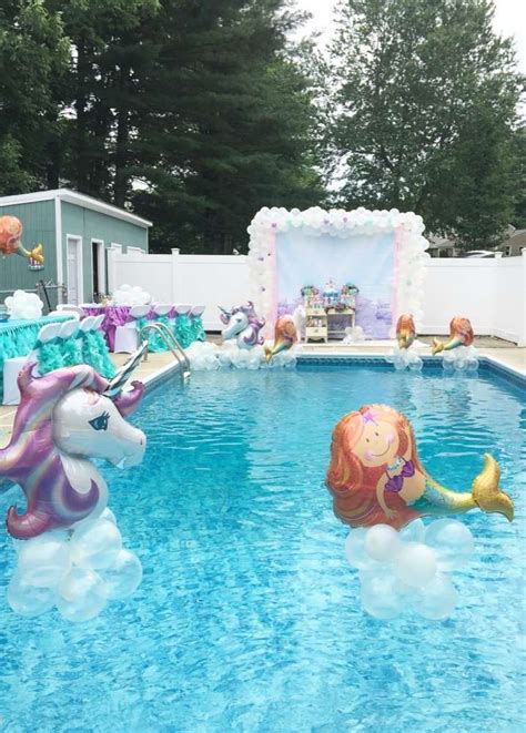 Fantasy Island Unicorn Pool Party Mermaid Pool Parties Unicorn Themed