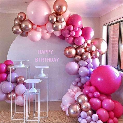 Onana Hot Pink Balloon Garland Arch Kit Pcs Pink Rose Gold Chrome