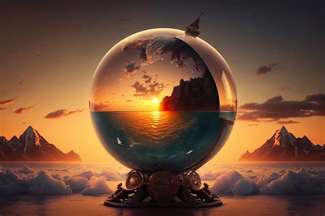 Un Amanecer Sobre El Oc Ano Con Un Globo Terr Queo Al Fondo Foto Premium