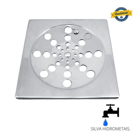 Ralo Grelha Inox Para Banheiro Quadrado 10x10 Fecho Rotativo Anti