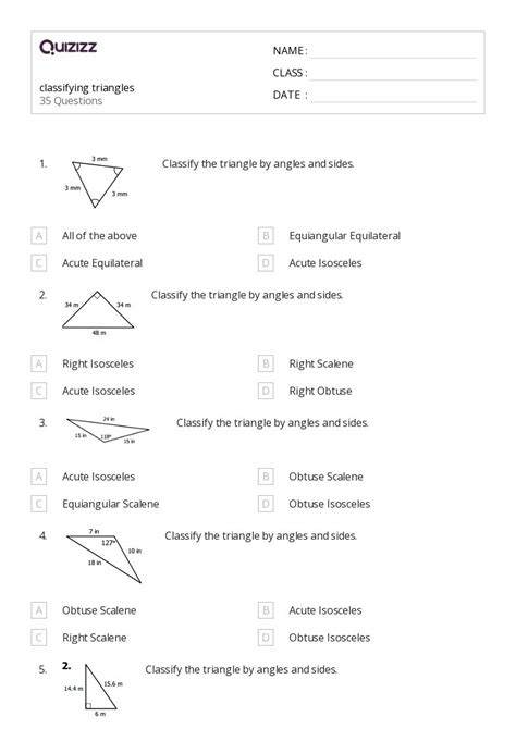 50 Classifying Triangles Worksheets For 7th Year On Quizizz Free