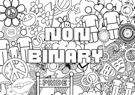Non Binary LGBTQIA A3 Printable Colouring Page Coloring Etsy