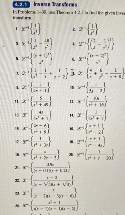 solved 4 2 1 inverse transforms in problems 1 30 use