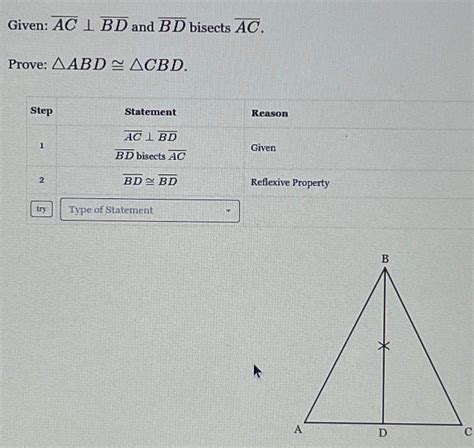 [answered] given ac l bd and bd bisects ac prove aabd acbd ste geometry kunduz