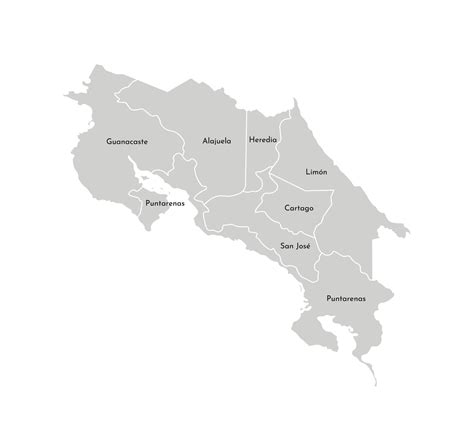 Vector Isolated Illustration Of Simplified Administrative Map Of Costa