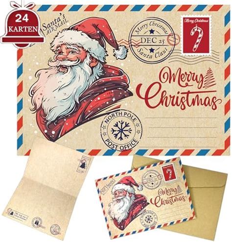 Weihnachtskarten mit Umschlag Set 24 Stück A6 Klappkarten