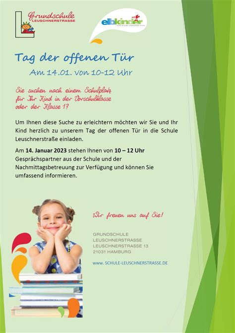 Einladung Tag der offenen Tür Grundschule Leuschnerstraße